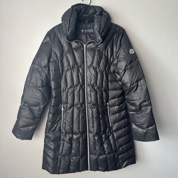 Guess | Jackets & Coats | Guess Down Puffer Coat Full Zip Mid Length ...